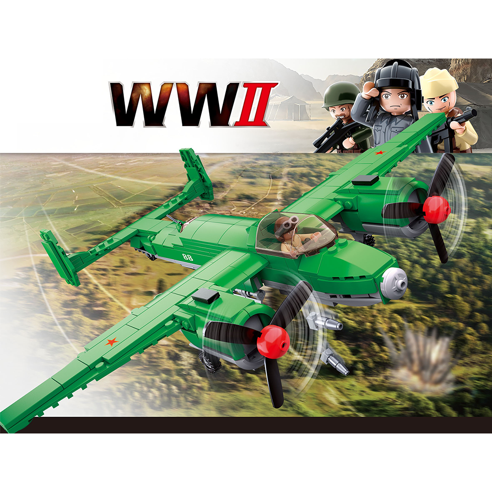 WWII Tupolev TU-2 Bomber Plane Building Brick Kit (311 pcs) – Texas Toy ...
