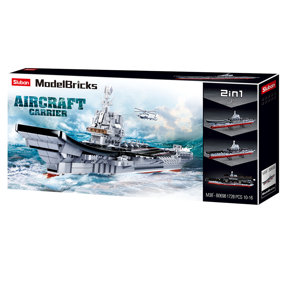 Model Bricks Aircraft Carrier 1:450 Scale Building Brick Kit (1728 pcs ...
